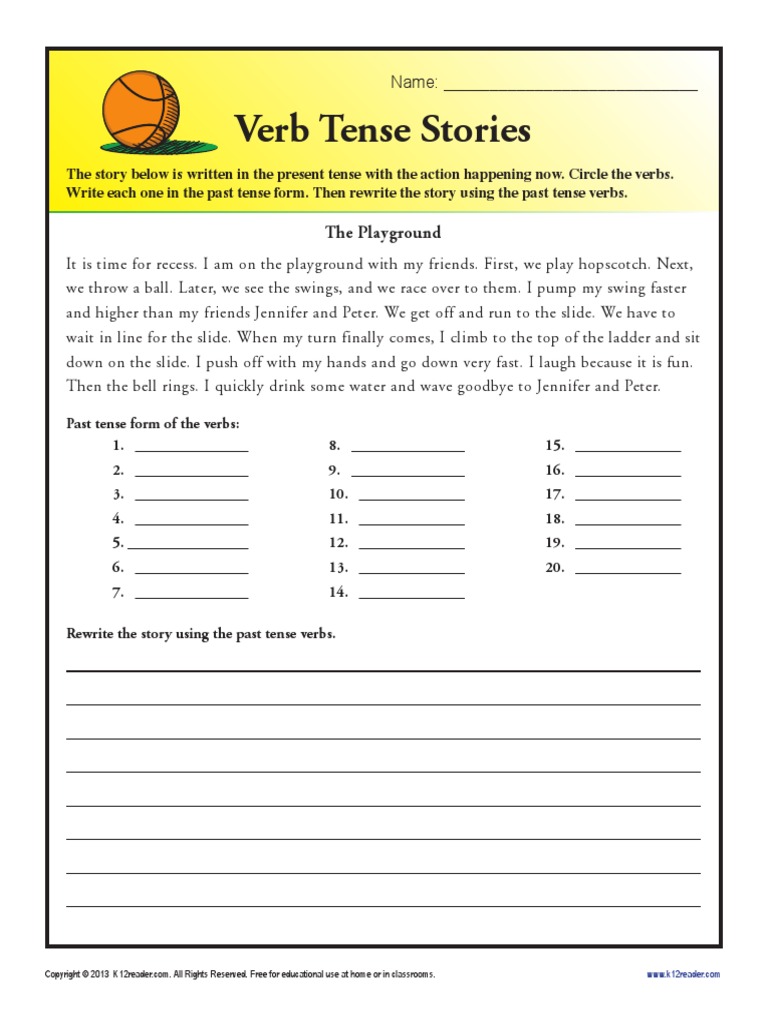 Verb Tense Stories | PDF