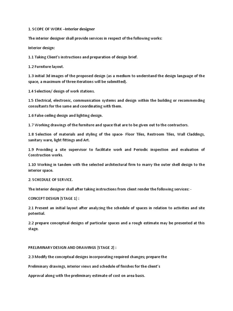 Scope of Work Interior and Architectural | PDF | Construction ...