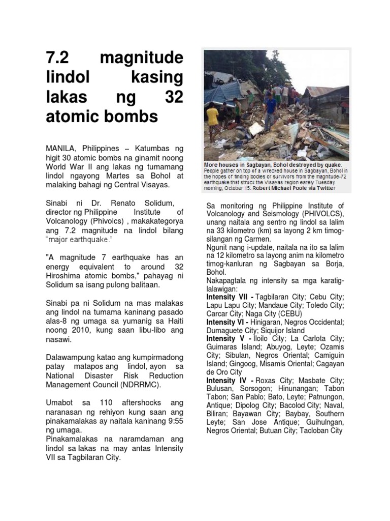 Lindol Cebu Bohol | PDF