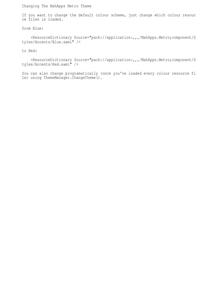 Change MahApps Metro Theme Colors | PDF | System Software | Computing