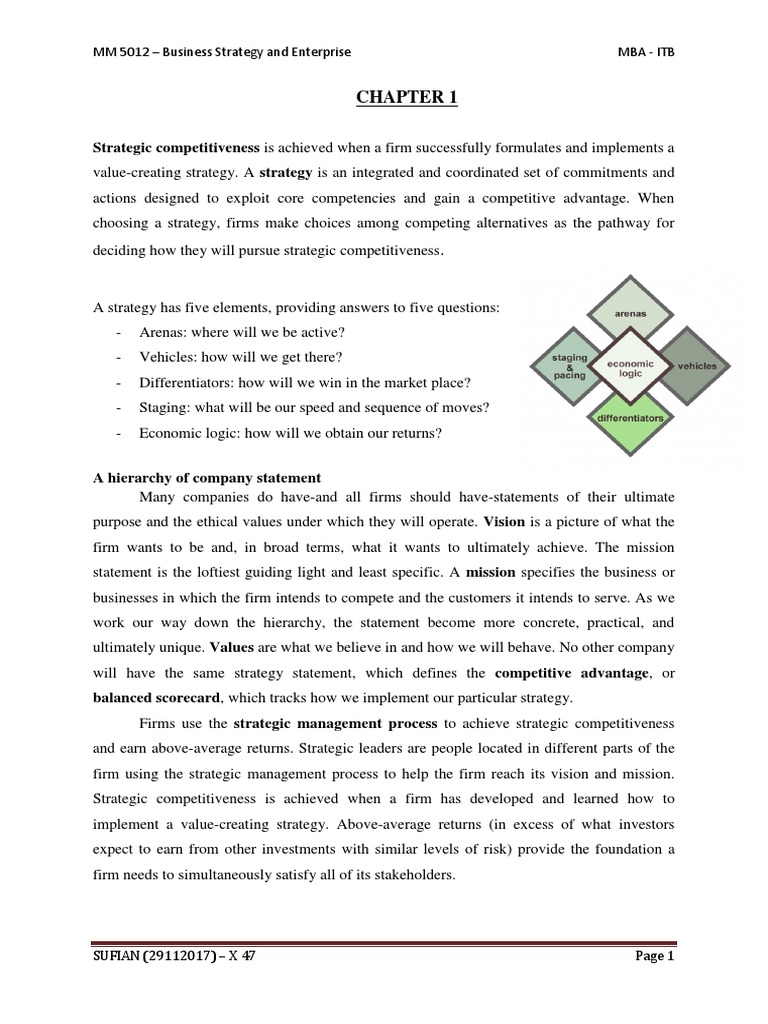 Chapter 1 To 4 Business Strategy | PDF | Competitive Advantage ...