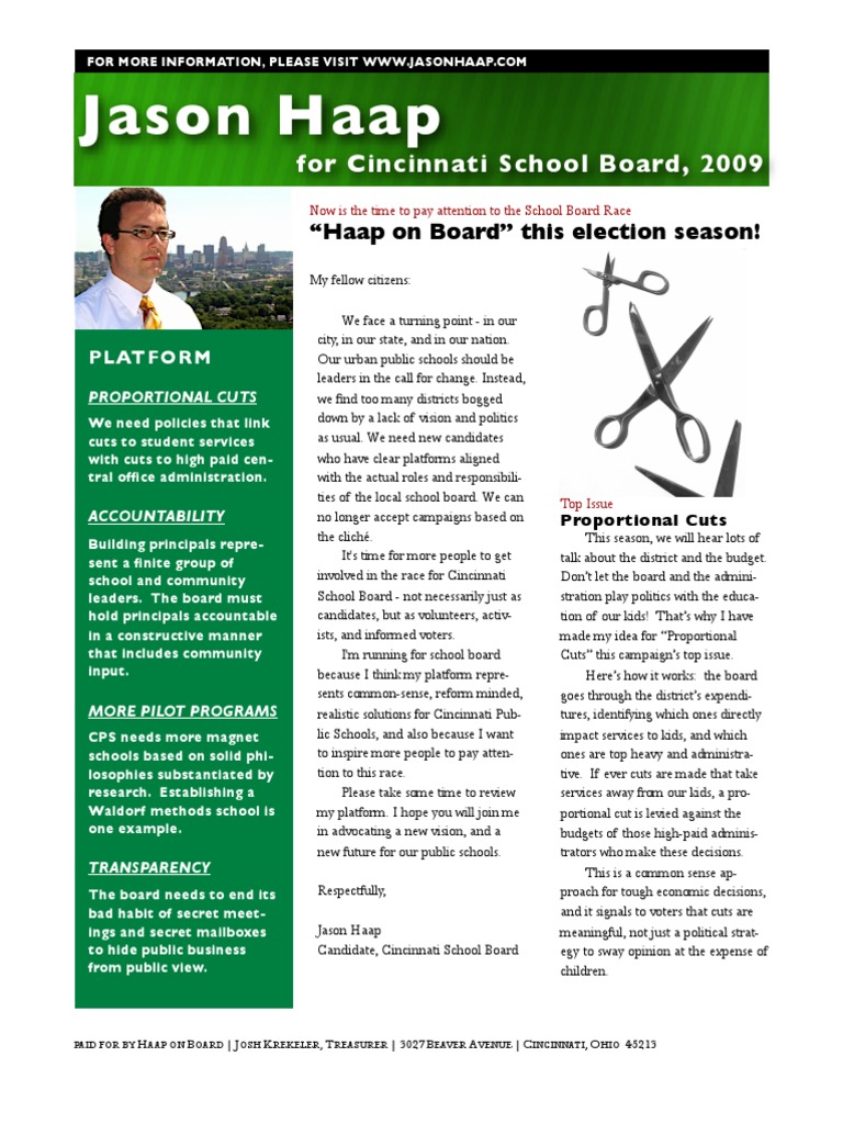 Jason Haap For Cincinnati School Board | PDF | Government | Public Sphere