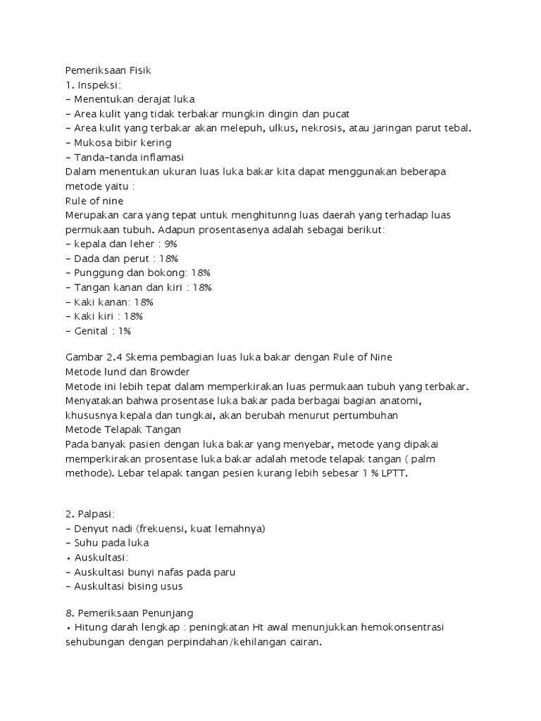 Pemeriksaan Fisik Luka Bakar | PDF