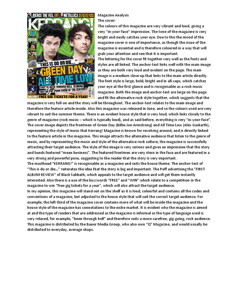Kerrang! Magazine Analysis | PDF | Rock Music | Alternative Rock