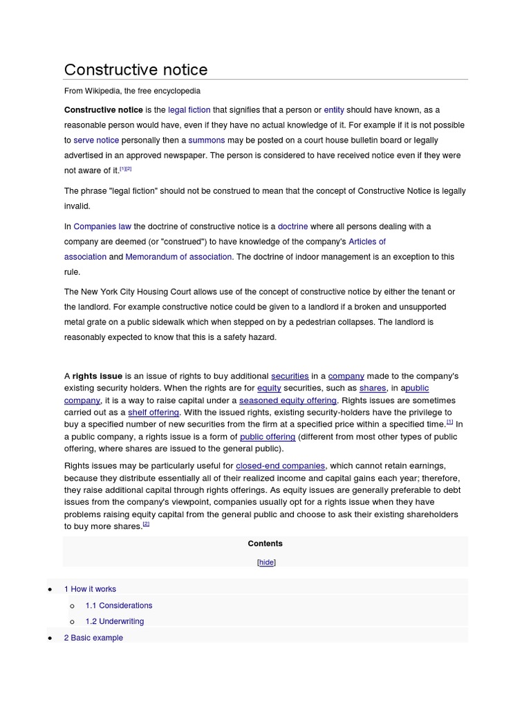 Constructive Notice | Download Free PDF | Financial Economics | Business