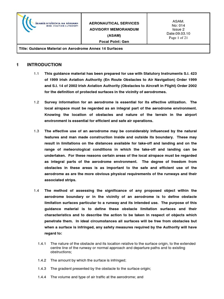 Guidance Material On Aerodrome ICAO Annex 14 Surfaces | PDF | Takeoff ...