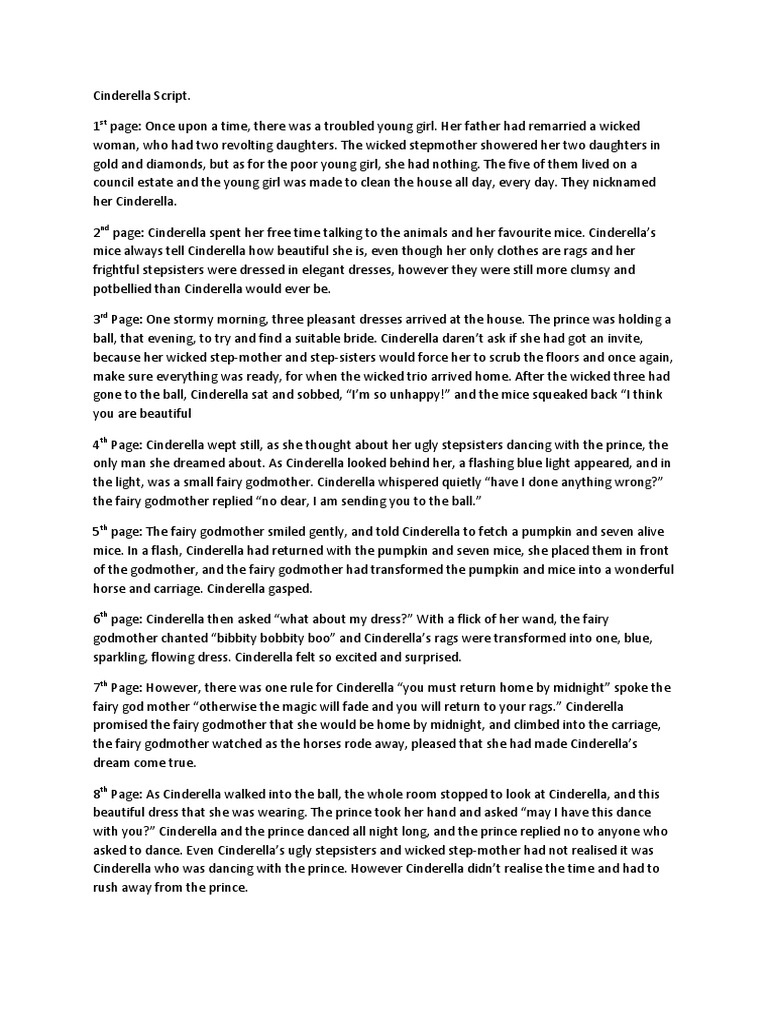 Cinderella Script | PDF | Cinderella | Leisure