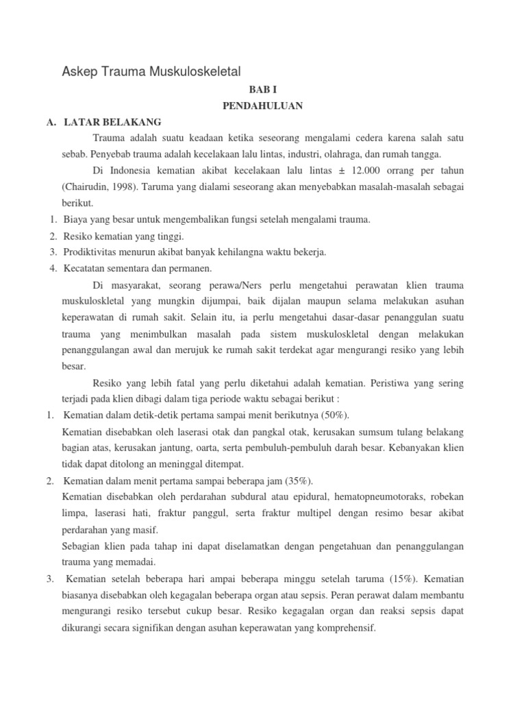 Askep Trauma Muskuloskeletal | PDF