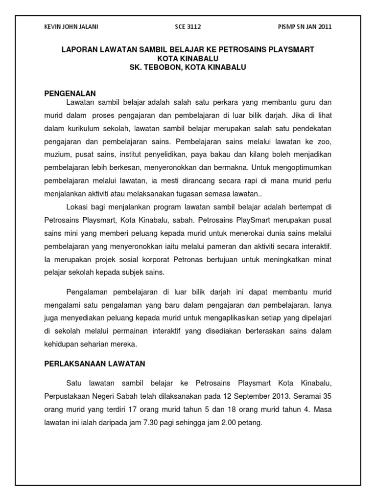 Contoh Laporan Lawatan Bergambar