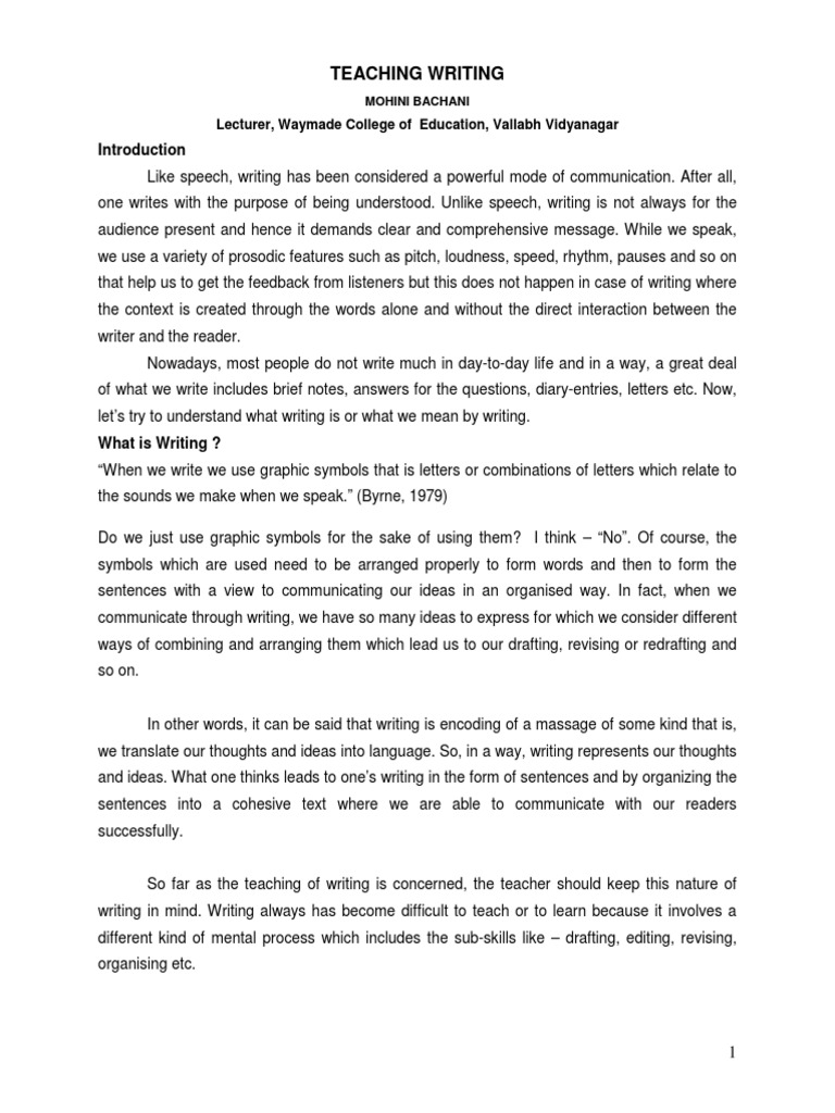 Teaching Writing | PDF