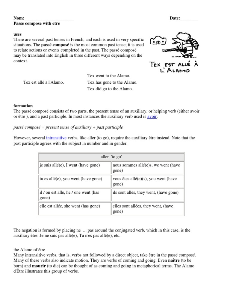 Passe Compose With Etre | PDF | Grammar | Syntax