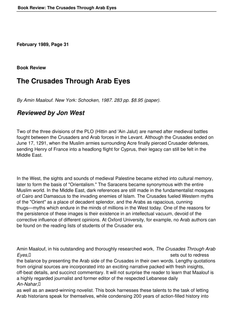 Book Review The Crusades Through Arab Eyes | PDF | Crusades | Middle East