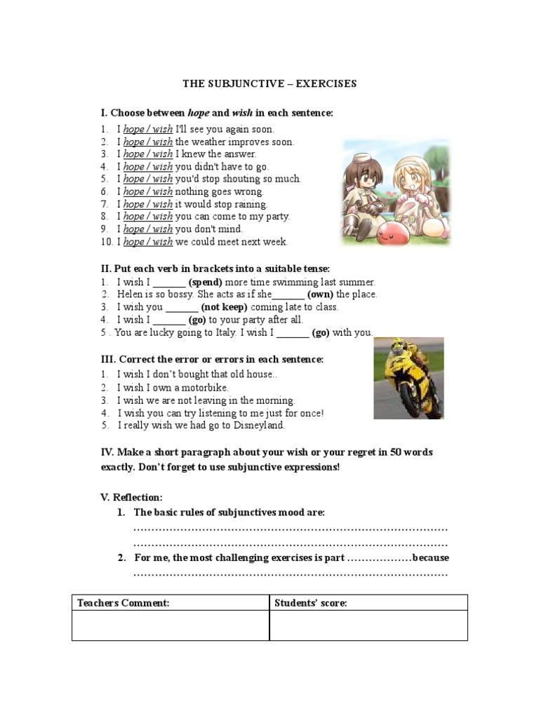 Advanced Subjunctive Mood Exercises | PDF