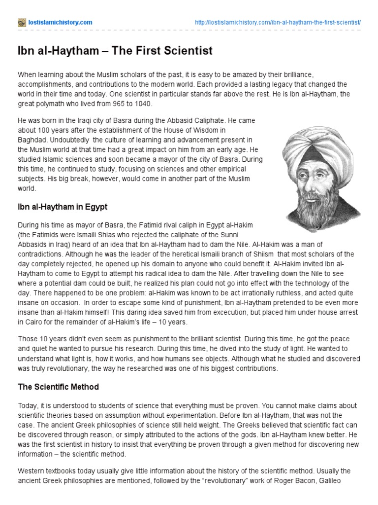 Ibn al-Haytham: Pioneer of Science | PDF | Science | Astrology