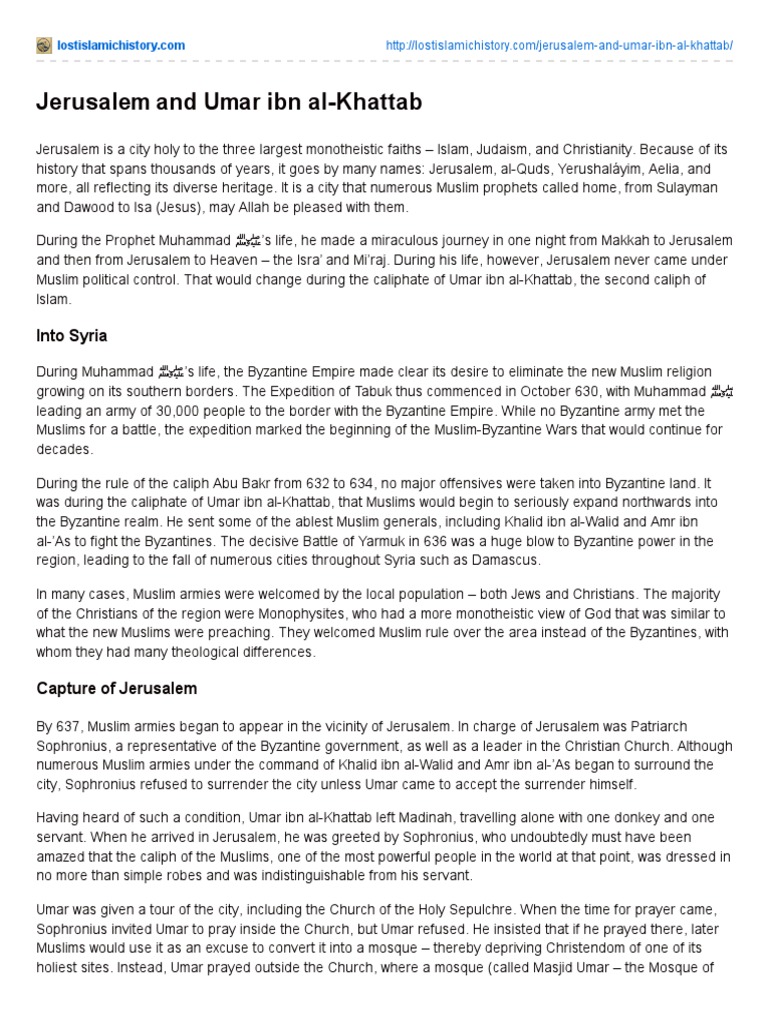 Jerusalem and Umar Ibn Al-Khattab | PDF | Umar | Jerusalem