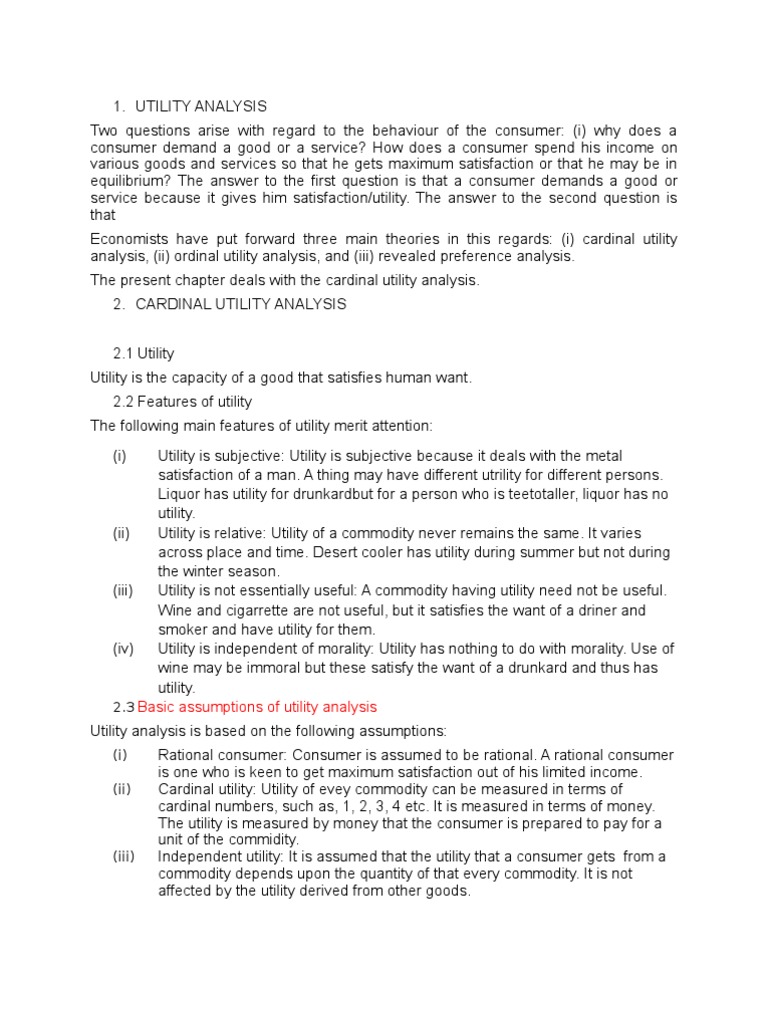 Utility Analysis | PDF | Utility | Marginal Utility