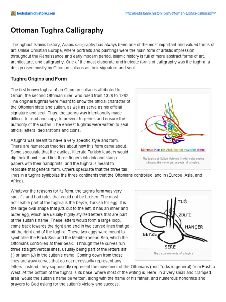 Ottoman Tughra Calligraphy | PDF | Seal (Emblem) | Ottoman Empire