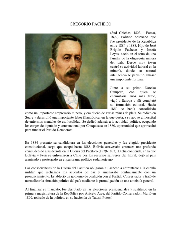 Gregorio Pacheco | PDF | Bolivia | Gobierno