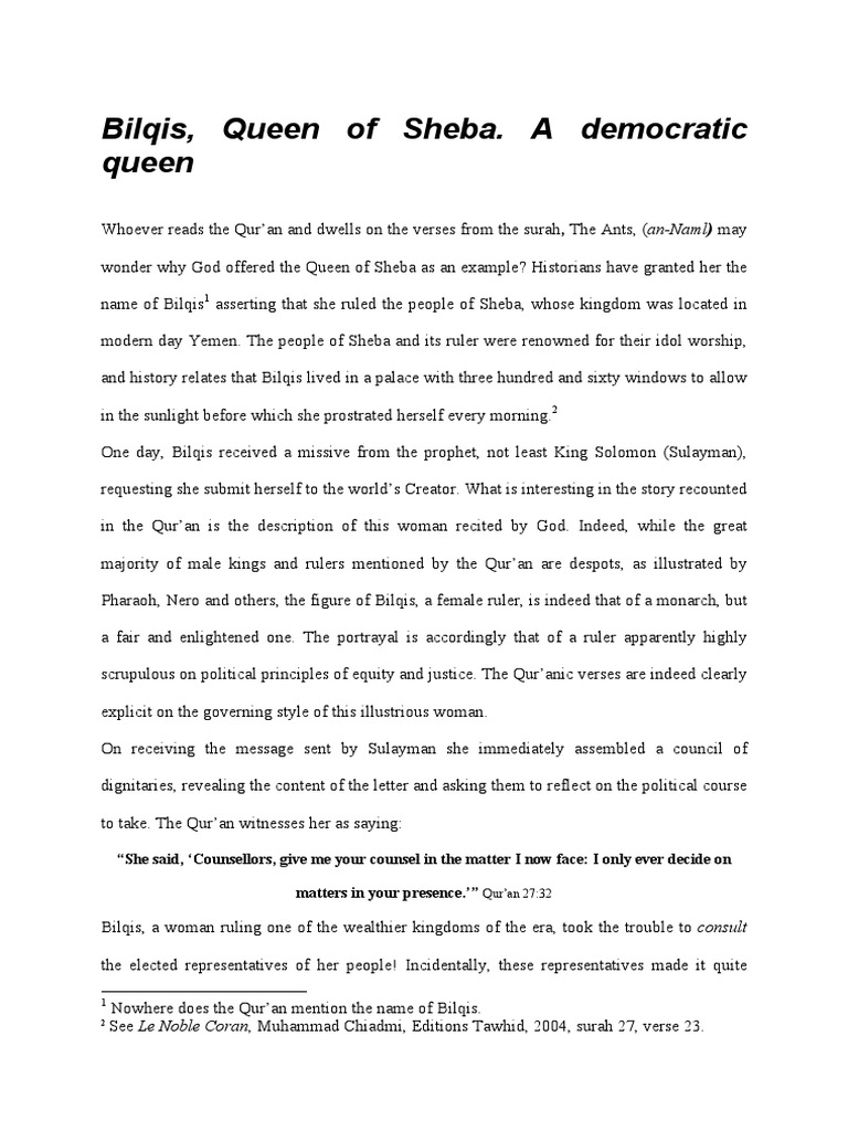 Bilqis Queen of Sheba | PDF