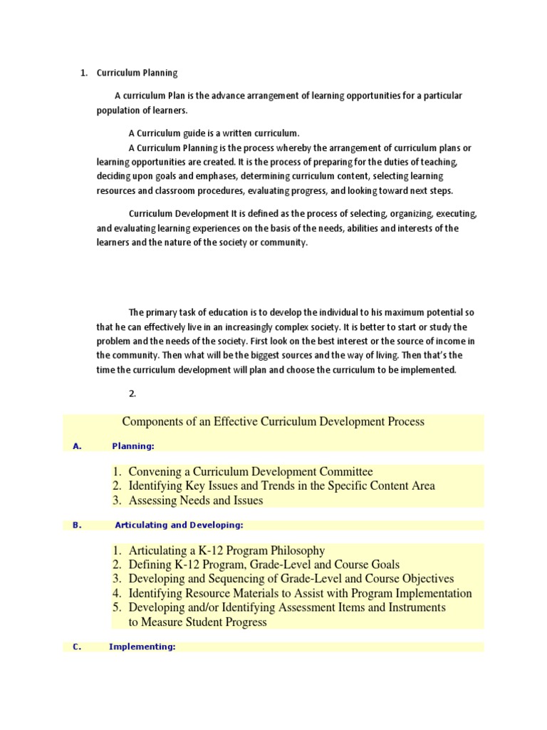 Planning Effective Curriculum Development | PDF | Curriculum ...