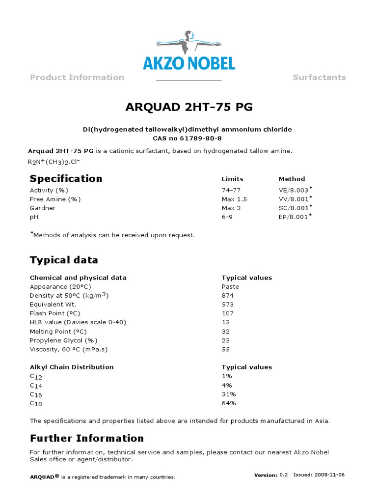 Akzonobel Arquad 2ht 75 PG | PDF