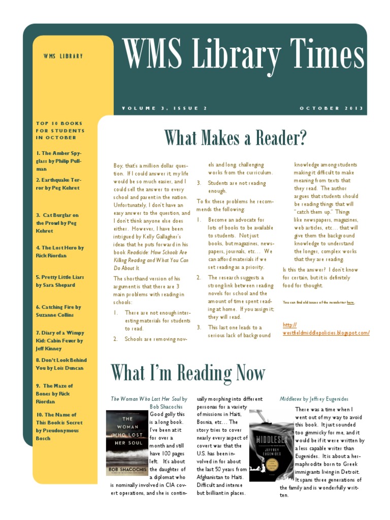 October 2013 Library Times | PDF | Reading (Process) | Libraries