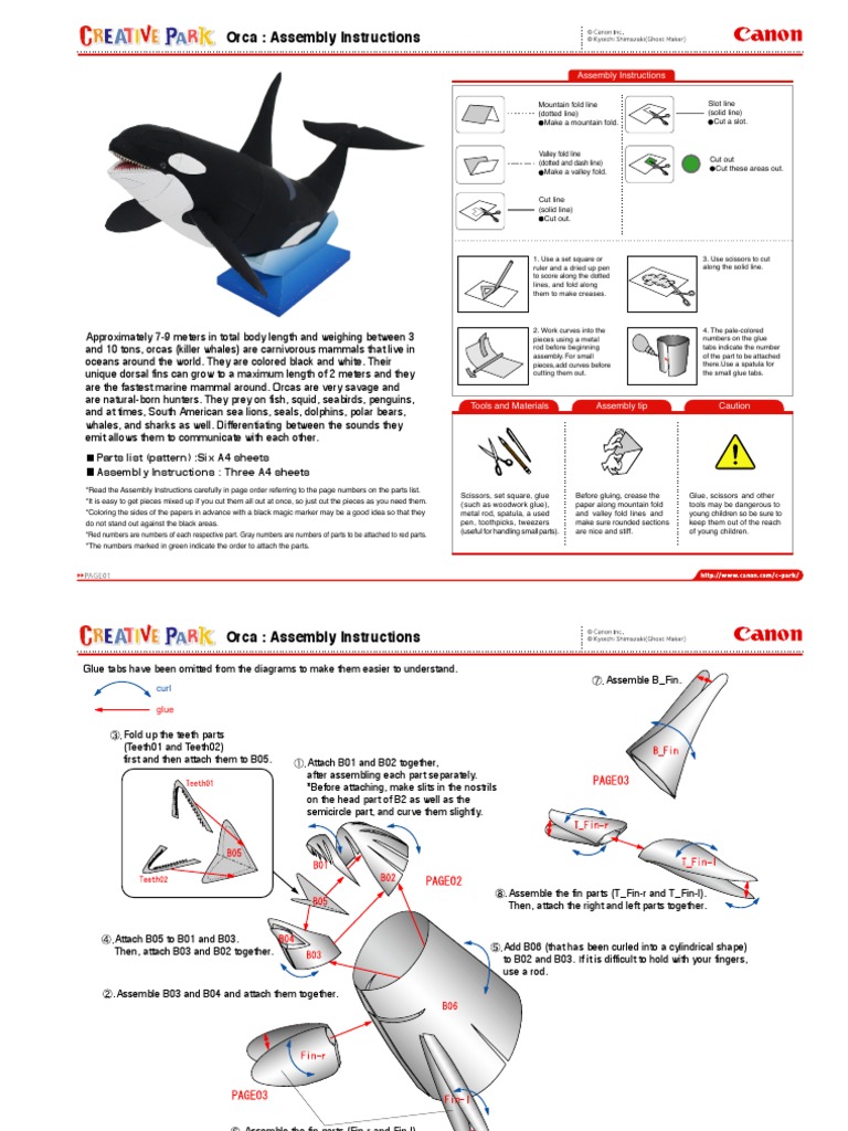 Orca: Assembly Instructions | Download Free PDF | Marine Vertebrates ...