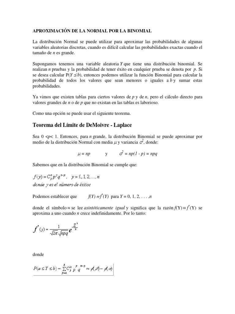 Ejercicio de La Binomial A La Normal | PDF | Distribución de ...