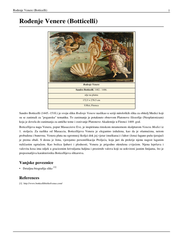 Rođenje Venere (Botticelli) | PDF