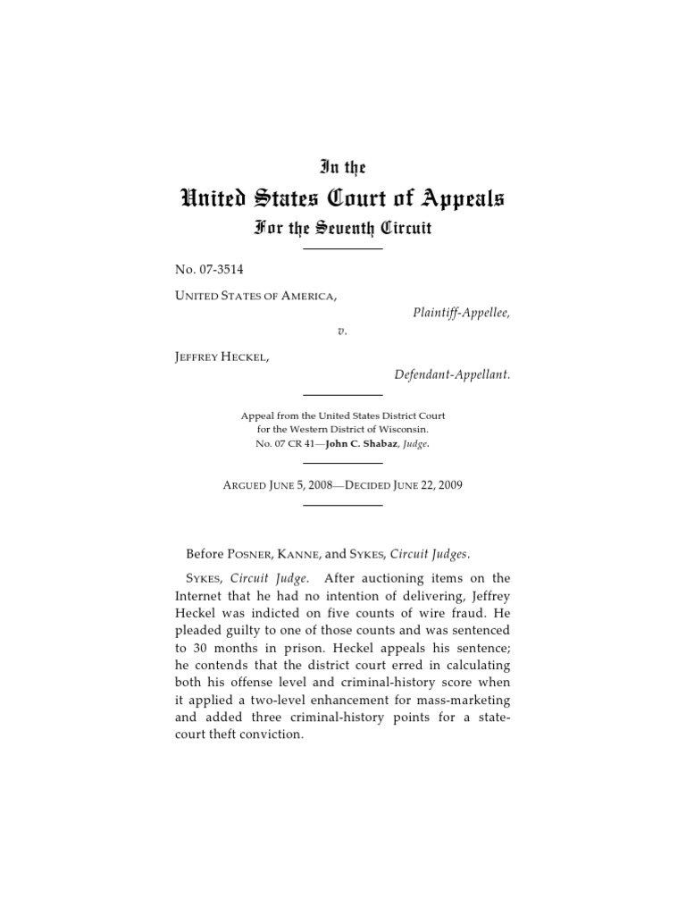 United States Court of Appeals: in The For The Seventh Circuit | PDF ...