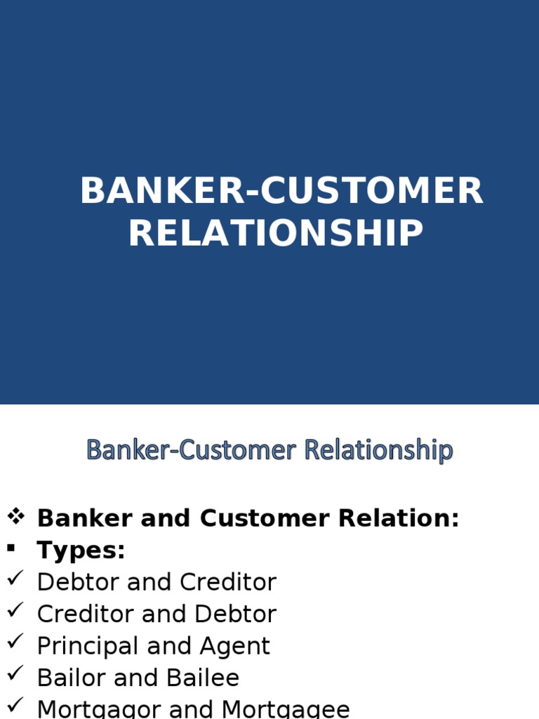 Banker Customer Relationship | Mortgage Law | Law Of Agency
