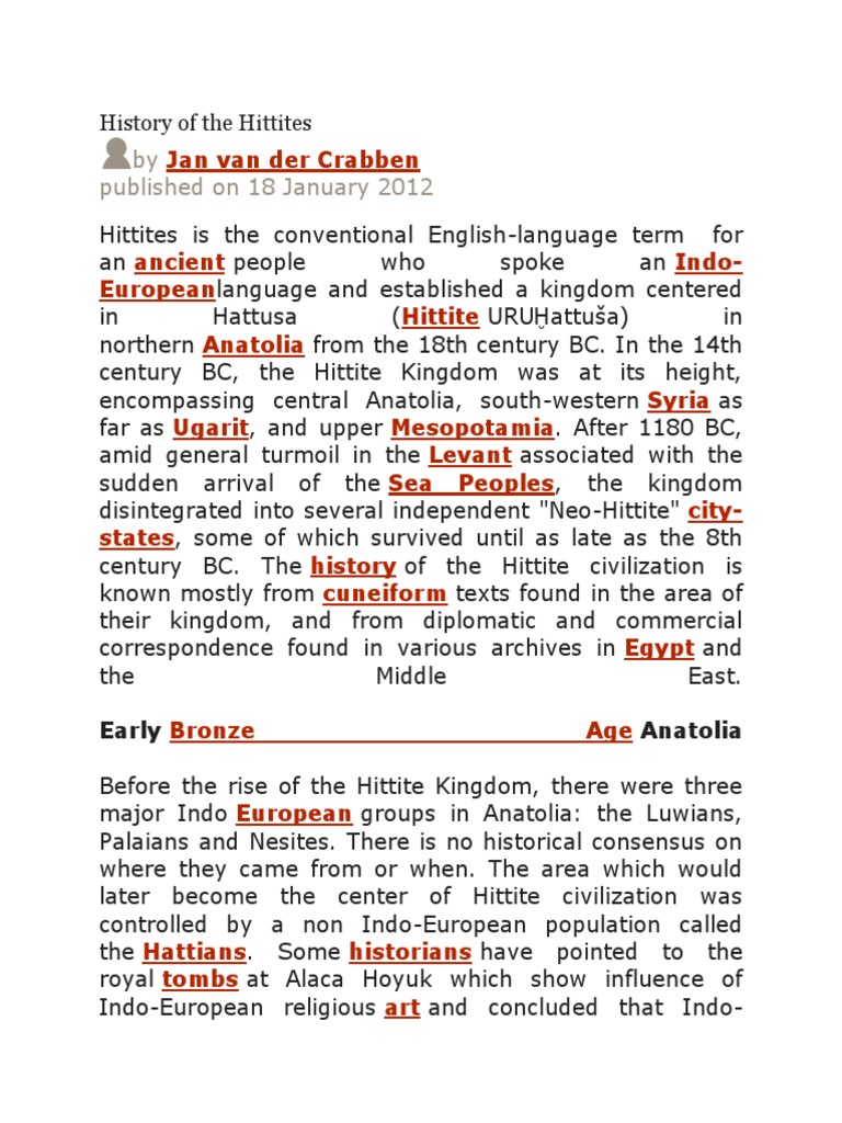 History of The Hittites | PDF | Hittites | Anatolia