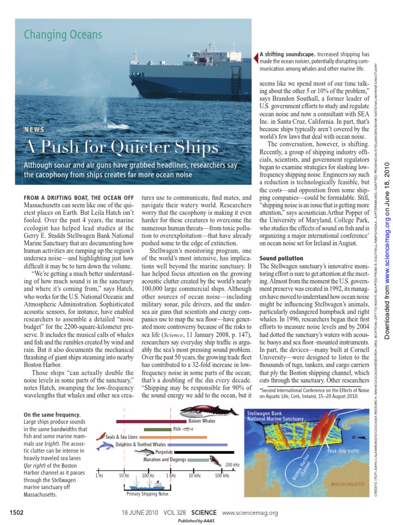 A Push For Quieter Ships: Changing Oceans | PDF | Ships | Acoustics