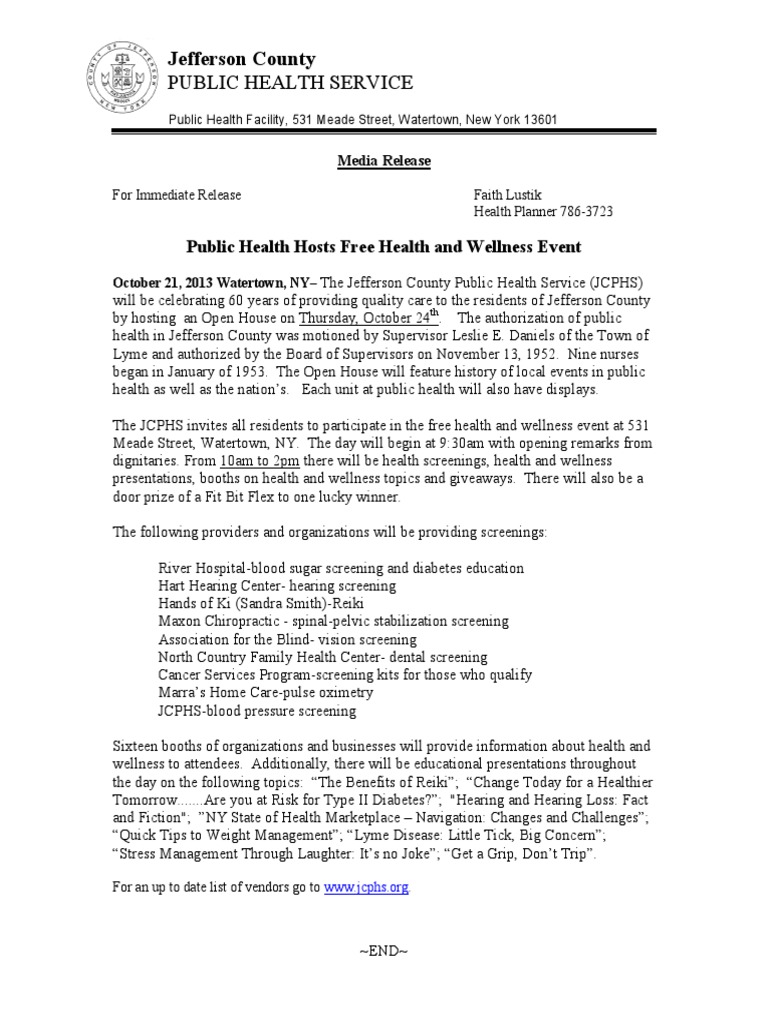 Jefferson County Free Health Event | PDF