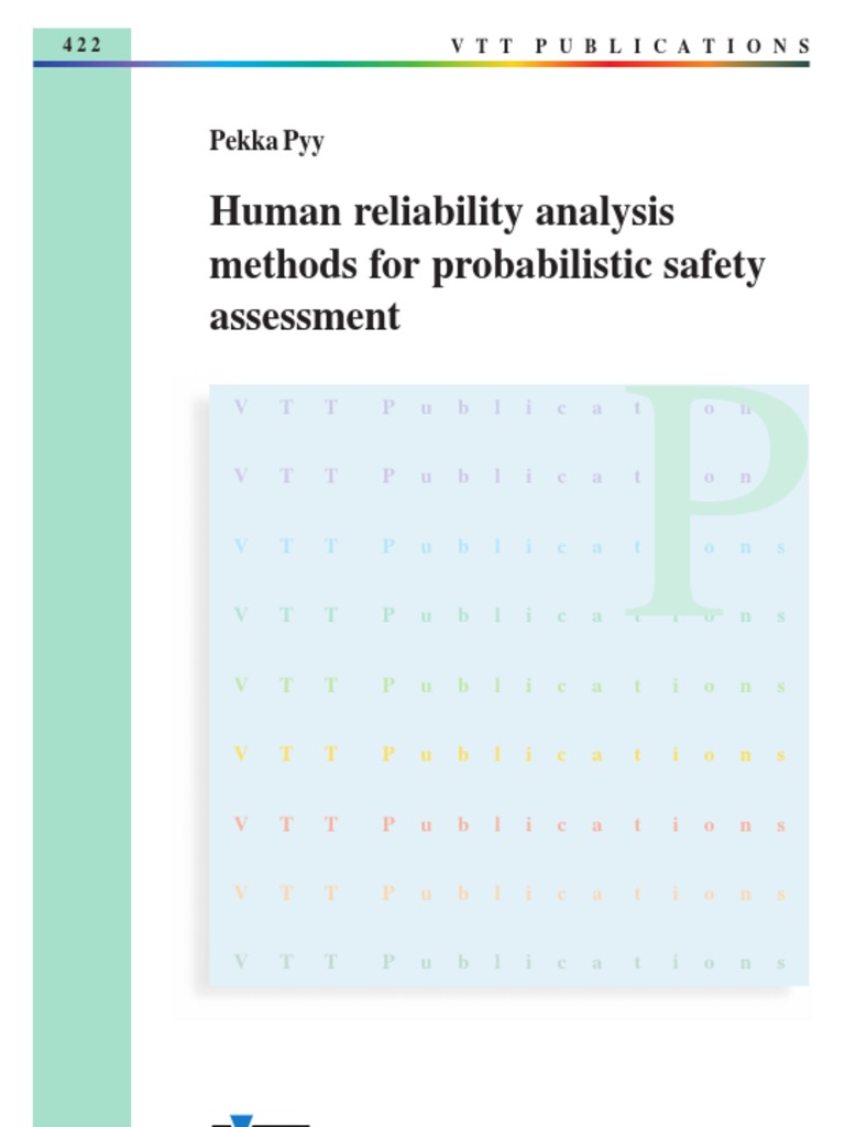 VTT P422 HRA Methods For Probabilistic Safety Assessment | PDF | Reliability Engineering ...