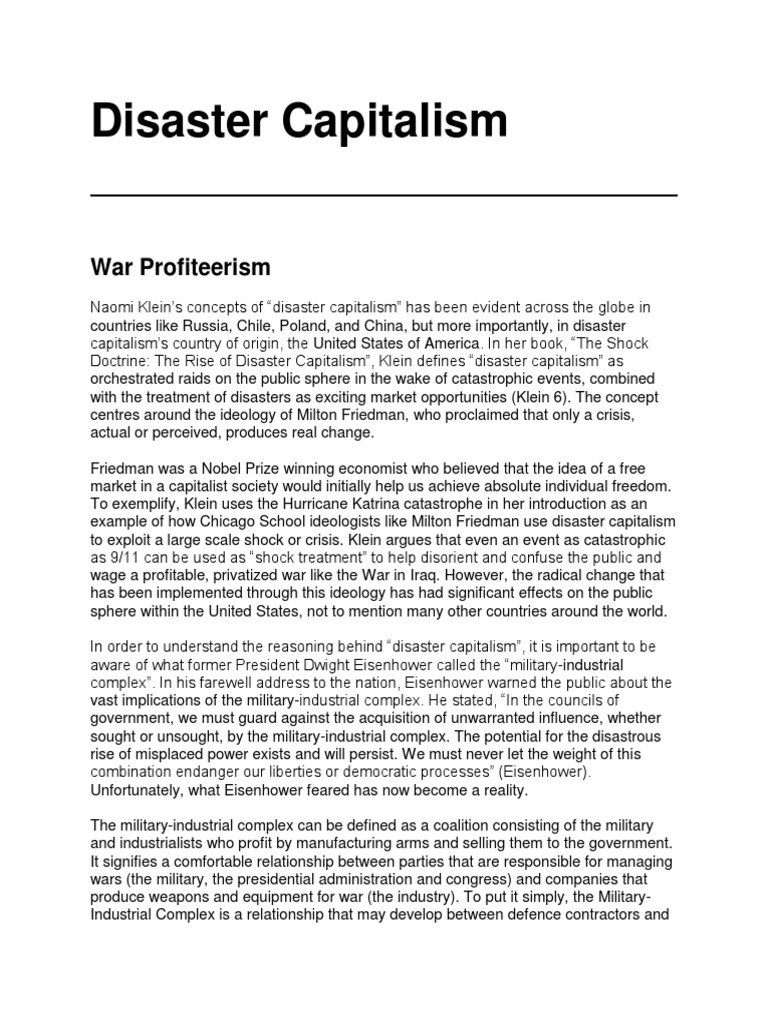 Disaster Capitalism | PDF | Capitalism | International Relations