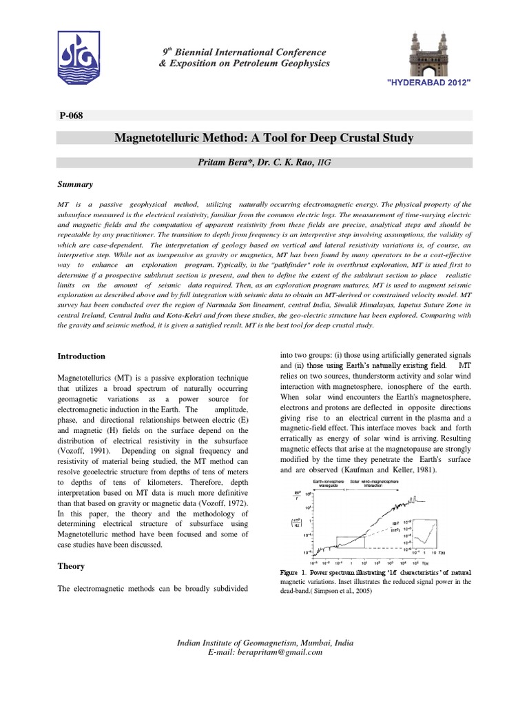 Magnetotelluric Method: A Tool For Deep Crustal Study: Pritam Bera, Dr ...