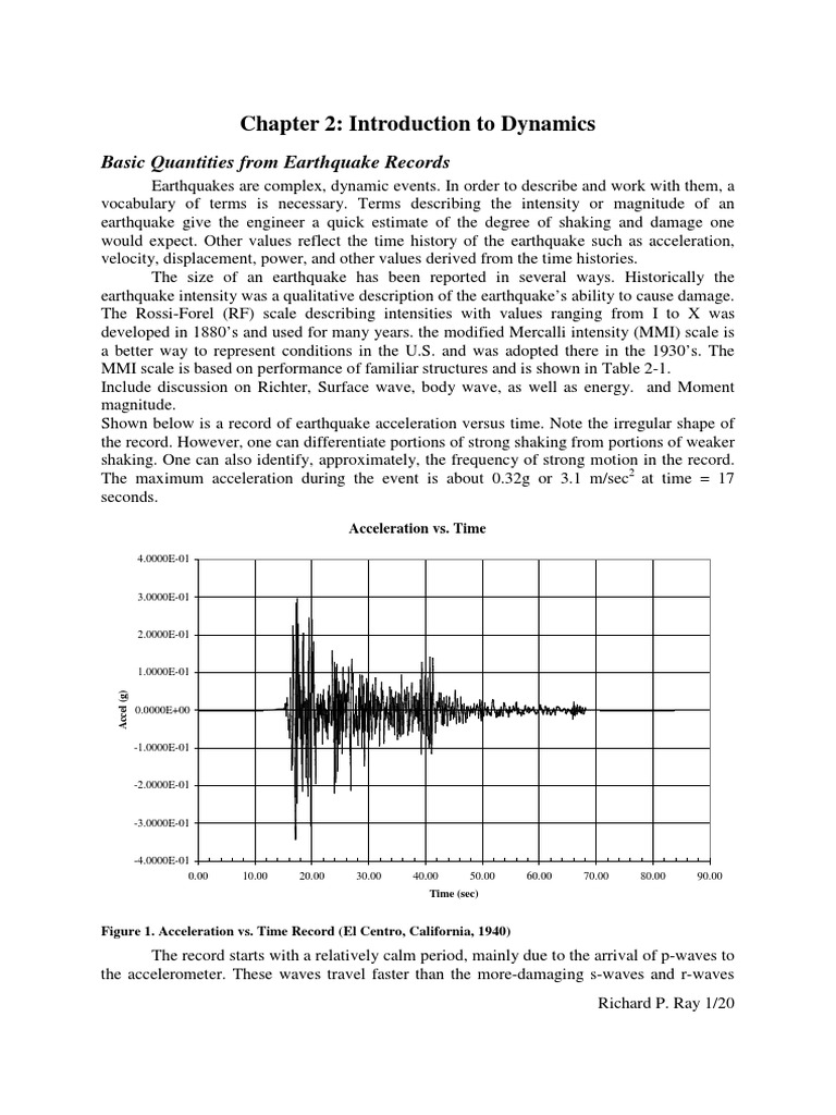 Chapter 2: Introduction To Dynamics: Basic Quantities From Earthquake Records | PDF | Normal ...