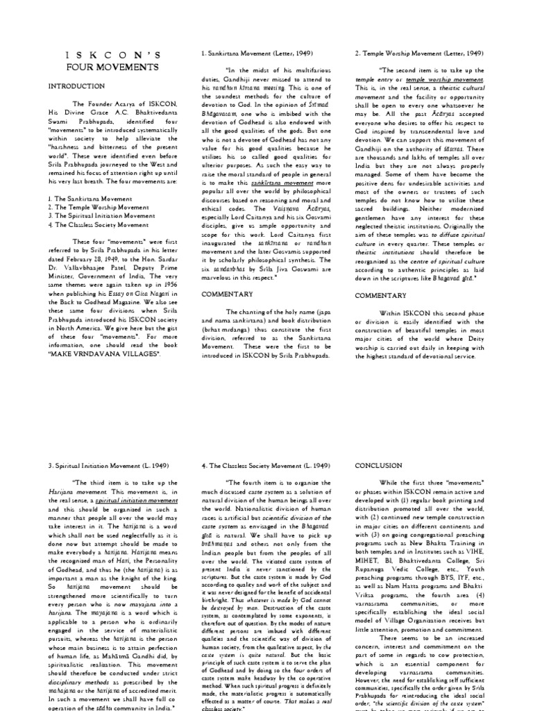 ISKCON 4 Movements - 2 | PDF | Spirituality | Religious Belief And Doctrine