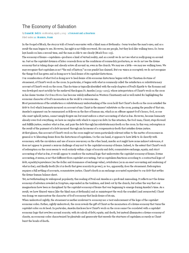 The Economy of Salvation | PDF | Atonement In Christianity | Theism