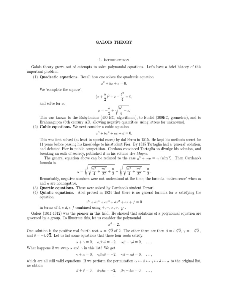 Galois Lecture Notes | PDF | Ring (Mathematics) | Group (Mathematics)