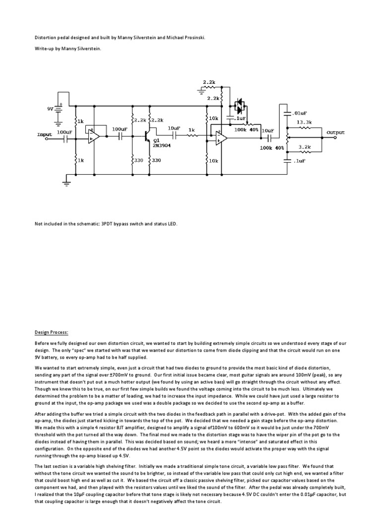 Distortion Pedal Design and Build | PDF | Operational Amplifier ...