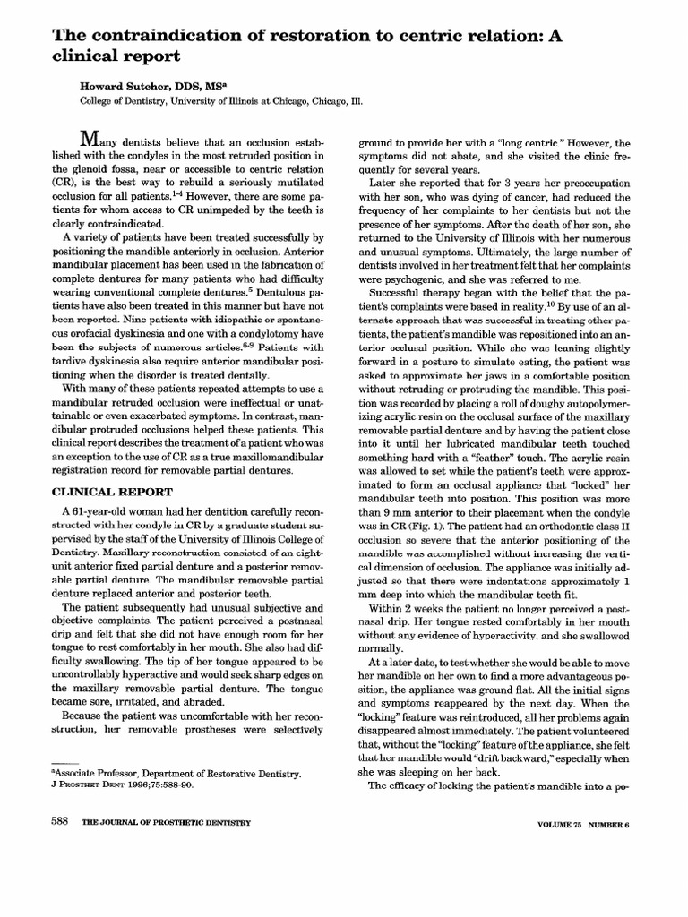Centric Relation PDF | PDF | Dentures | Dentistry