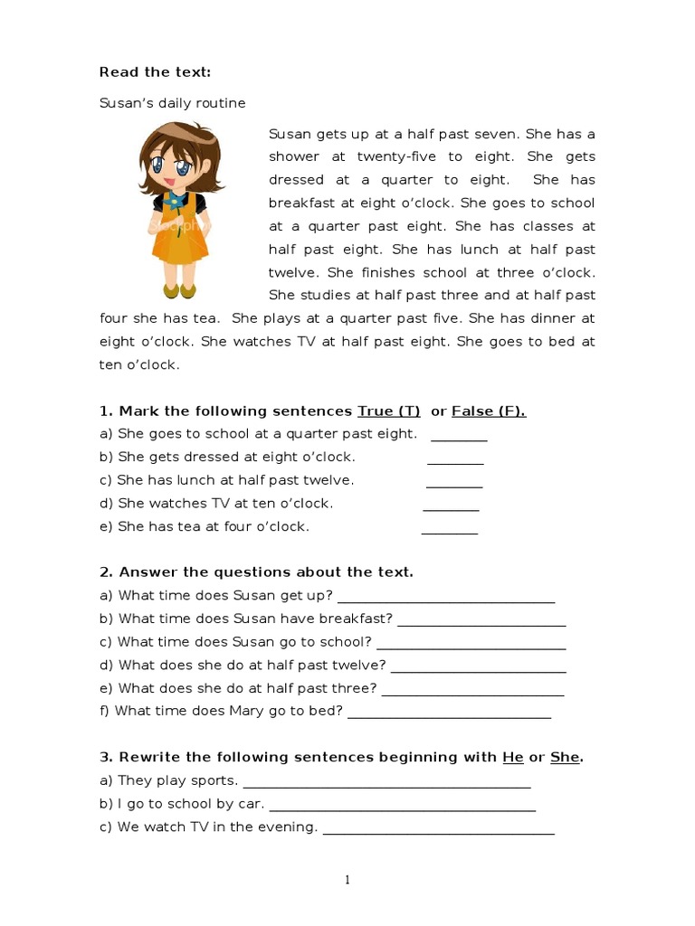 Daily Routines Letter