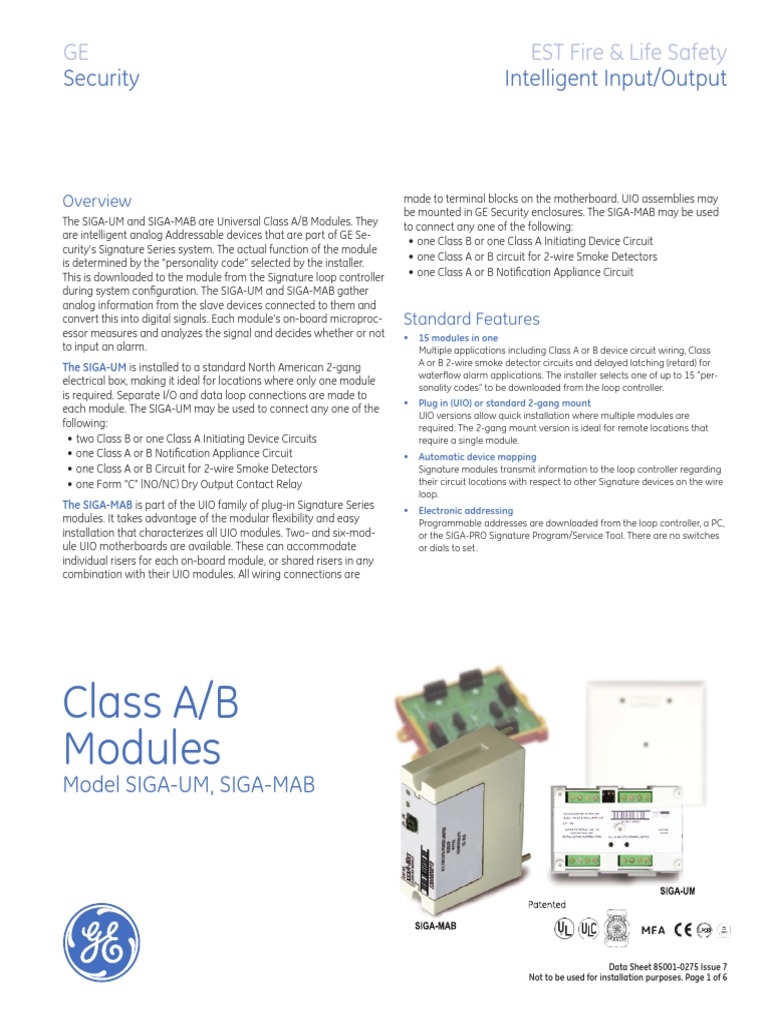 Class A/B Modules: Intelligent Input/Output Security | PDF | Amplifier ...