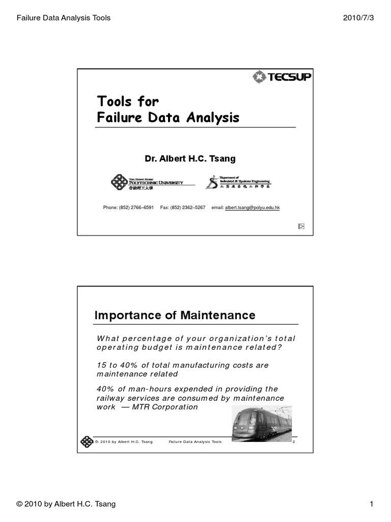 Tools For Failure Data Analysis - Section1 | PDF | Reliability Engineering | Data Analysis