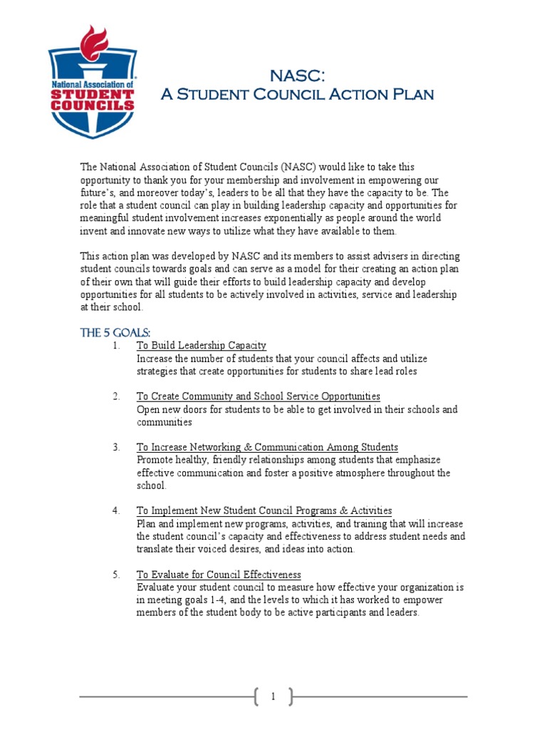 A Student Council Action Plan | PDF | Goal | Leadership