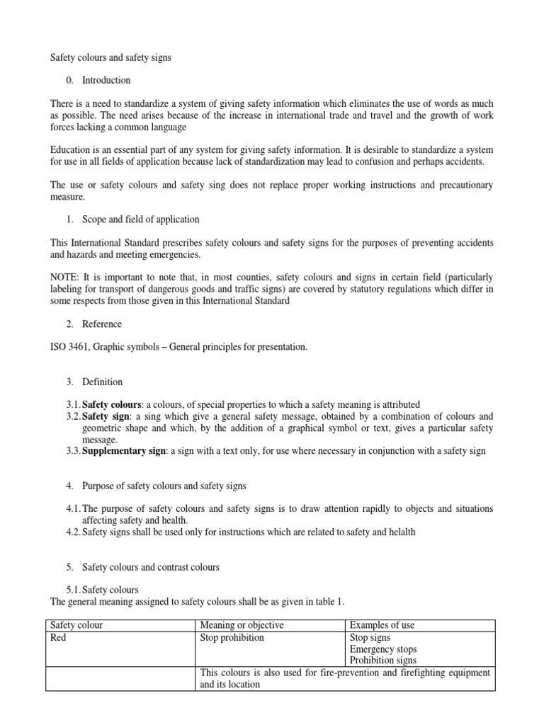 Safety Colours and Safety Signs | PDF | Yellow | Color