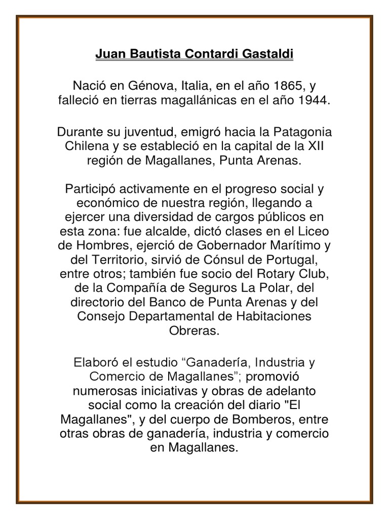 Juan Bautista Contardi Gastaldi | PDF