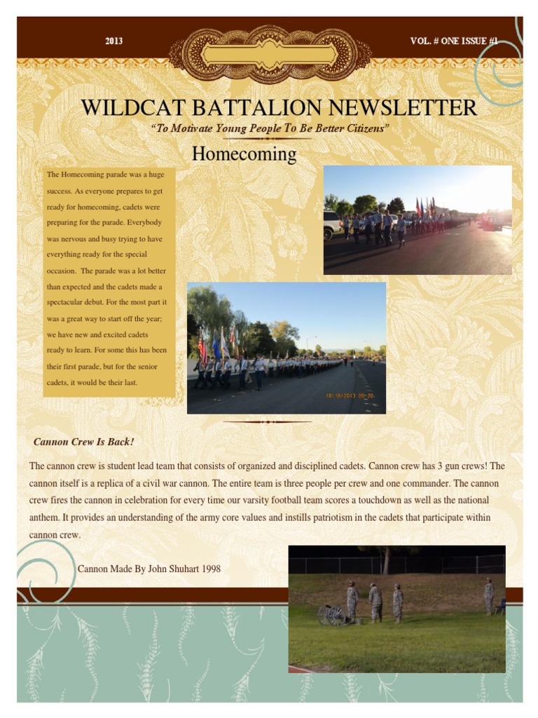 Wildcat Battalion Newsletter: Homecoming | PDF | Cadet | Military Life